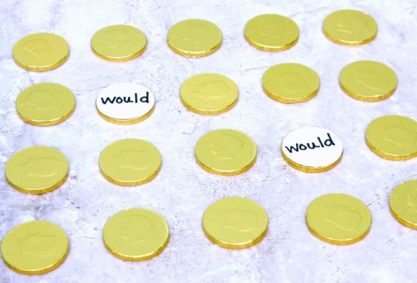 sight word matching game using gold coins