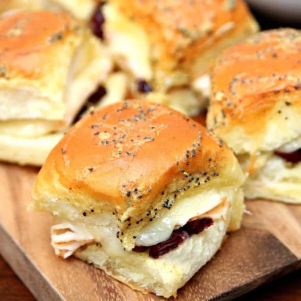 Turkey Sliders with Cheese and Craisins Party Appetizer
