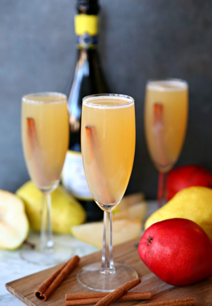 Spiced Pear Bellinis - Fall Cocktail Recipe - Kara Creates