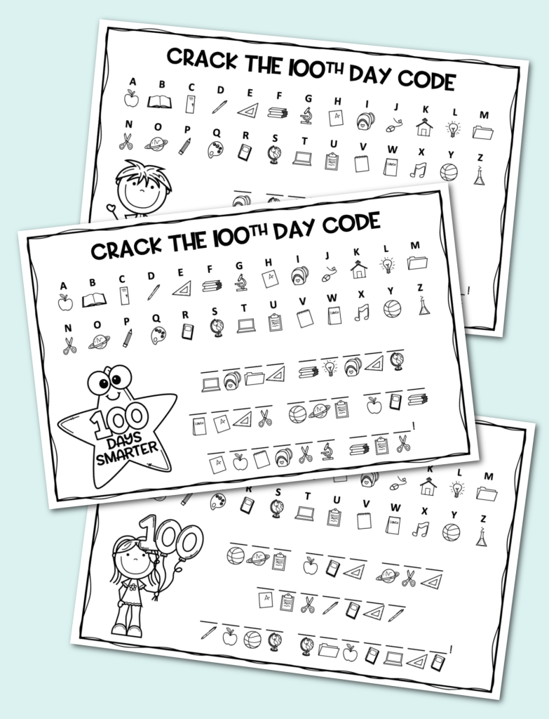 Crack the Code 100 Days of School Activity - Kara Creates