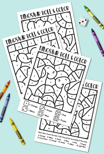Dinosaur Roll and Color Activity - Kara Creates