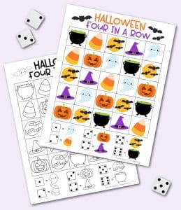 Halloween Four in a Row Printable Game - Kara Creates