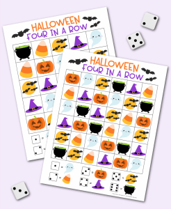 Halloween Four in a Row Printable Game - Kara Creates