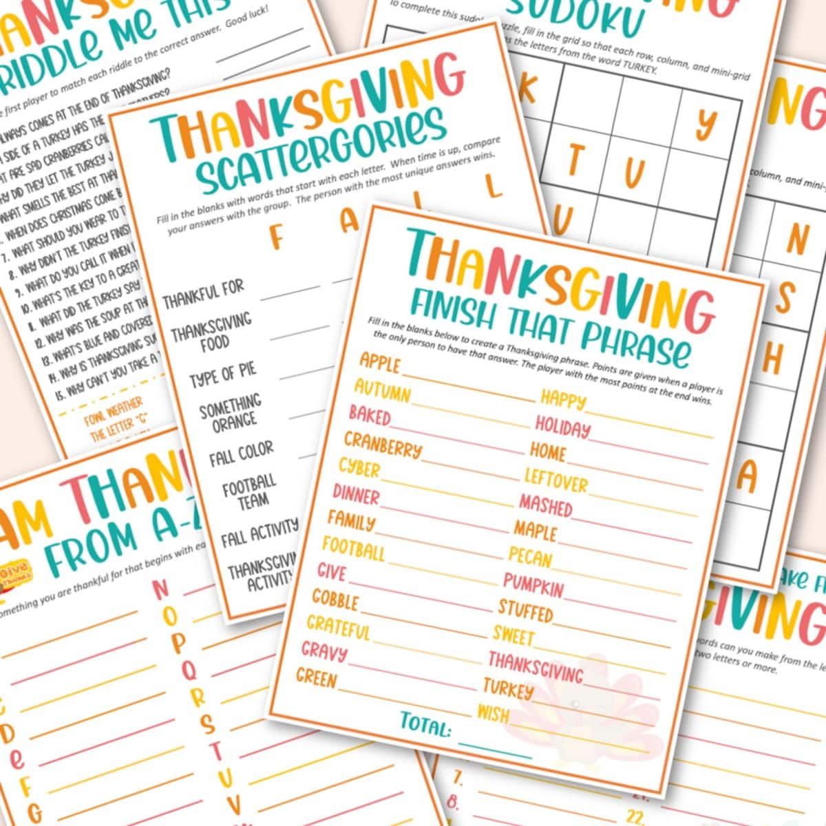 Printable Thanksgiving Games - Kara Creates