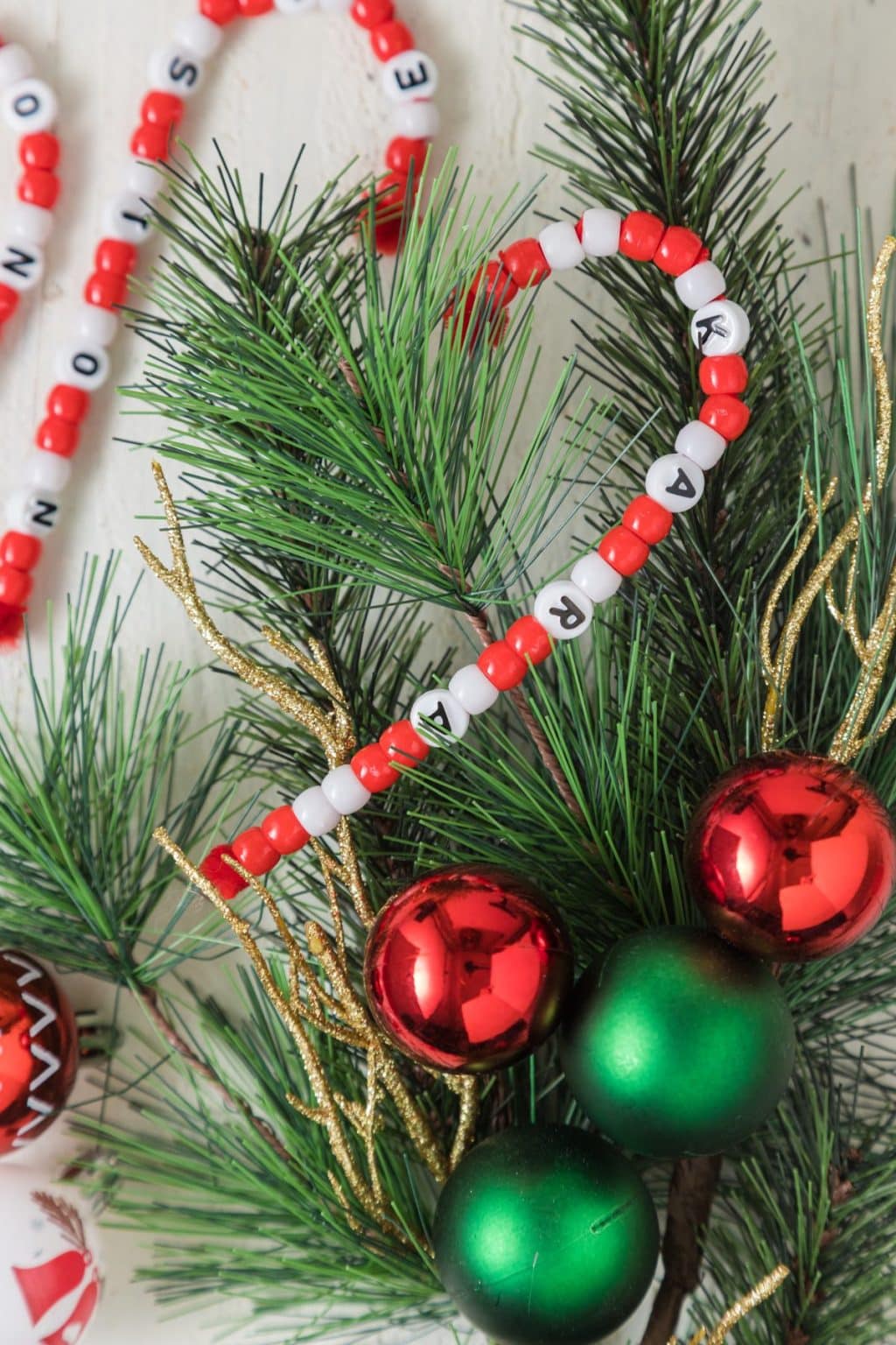 Personalized Beaded Candy Cane Ornaments - Kara Creates