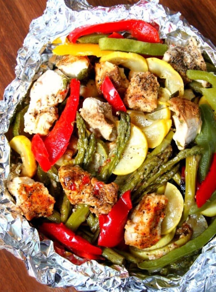 Grilled Chicken and Vegetable Foil Packets - Kara Creates