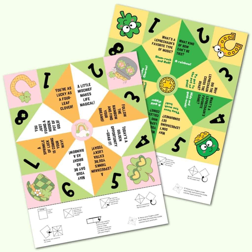 St Patrick's Day Cootie Catcher Free Printable - Kara Creates