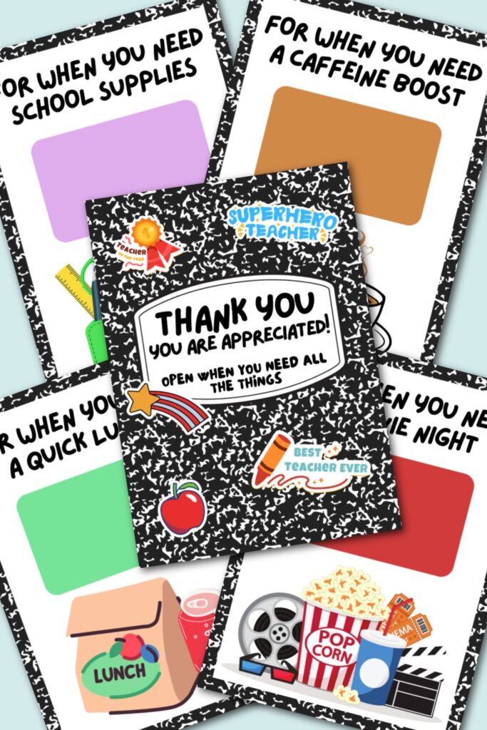 Free Printable Teacher Appreciation Gift Card Book - Kara Creates