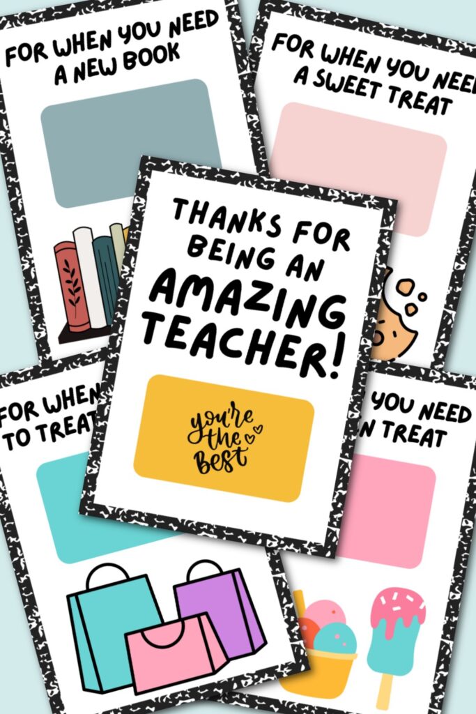 Free Printable Teacher Appreciation Gift Card Book - Kara Creates