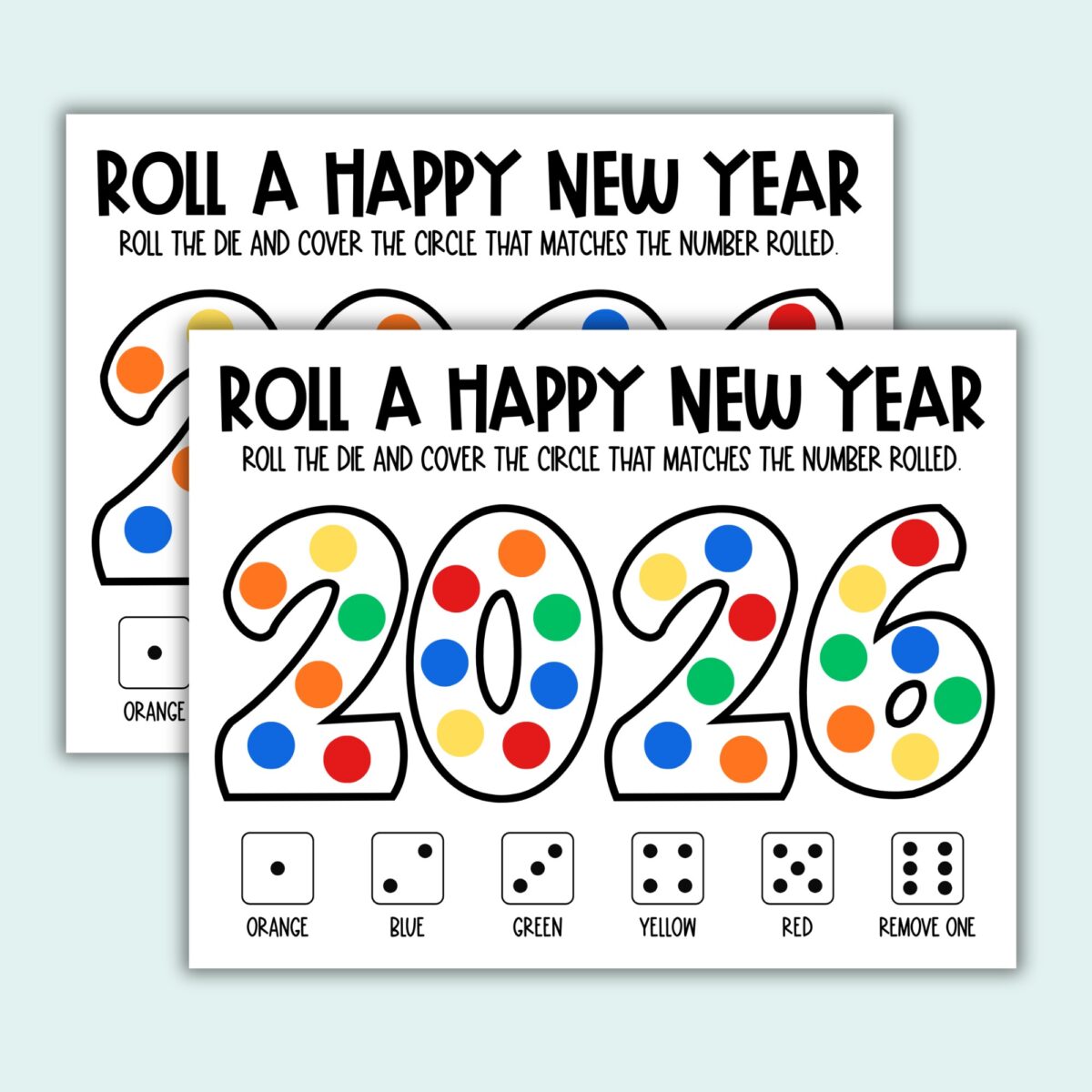 Roll a Happy New Year Dice Game Free Printable - Kara Creates